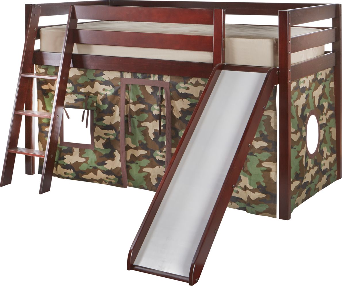 Camo Cabin Cherry Loft Bed with Slide Rooms To Go