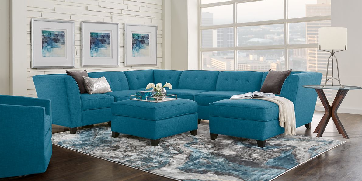 Turquoise Sectional Sofas | Baci Living Room