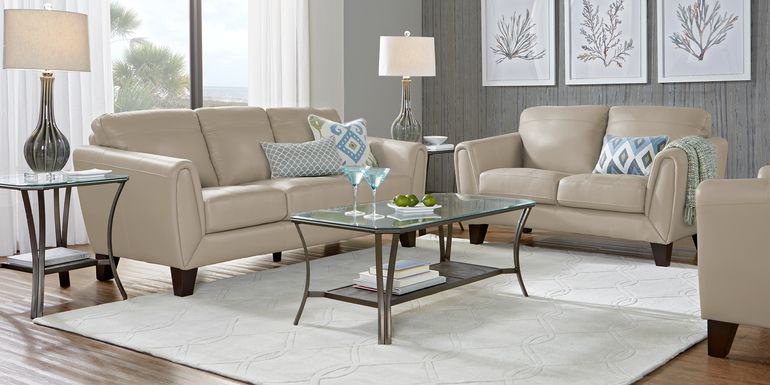 Beige Leather Living Room Sets: Cream and Taupe